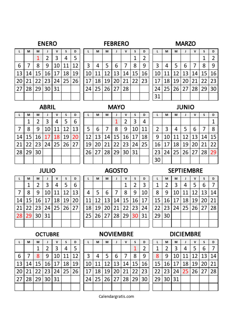 Calendario Perú 2025 para Imprimir | PDF