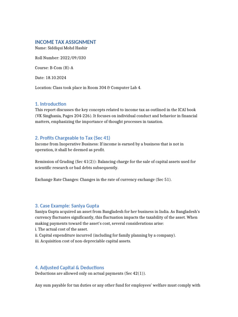 Income Tax Assignment Report | PDF