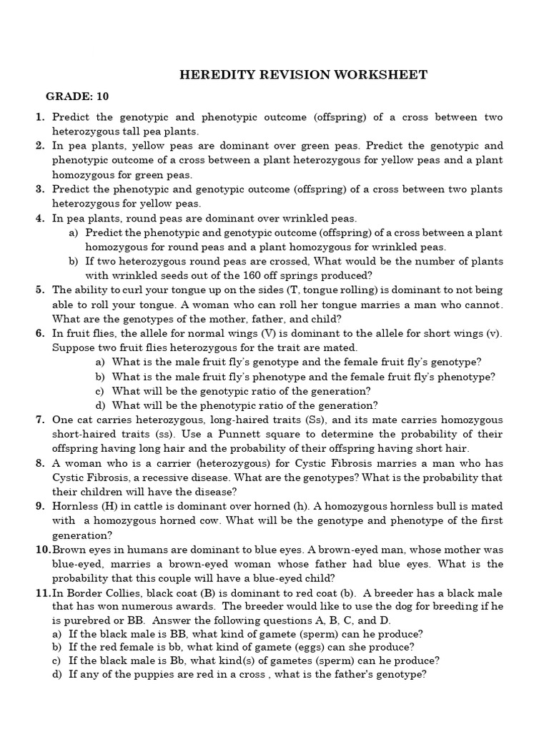 Genetics - Problems Question Paper | PDF | Genotype | Dominance (Genetics)