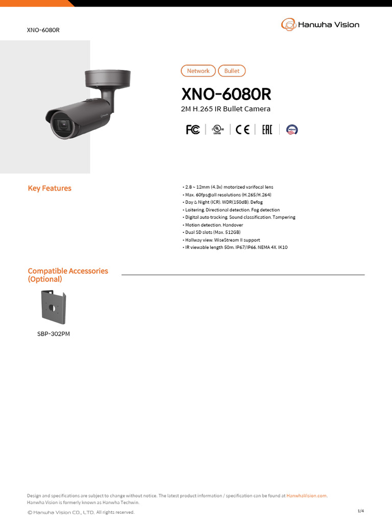Datasheet Xno-6080r 241122 en | PDF | Internet Protocols | Camera Lens