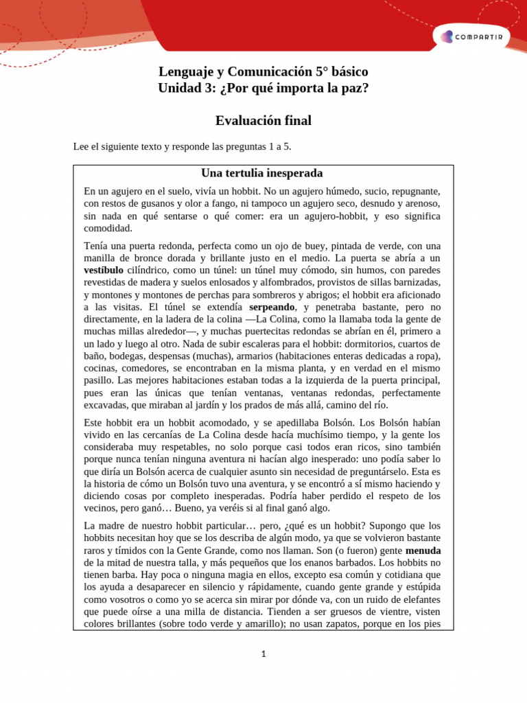 Compartir - L5 - U3 - Ev Final - Prueba | PDF | Medusa | Hobbit