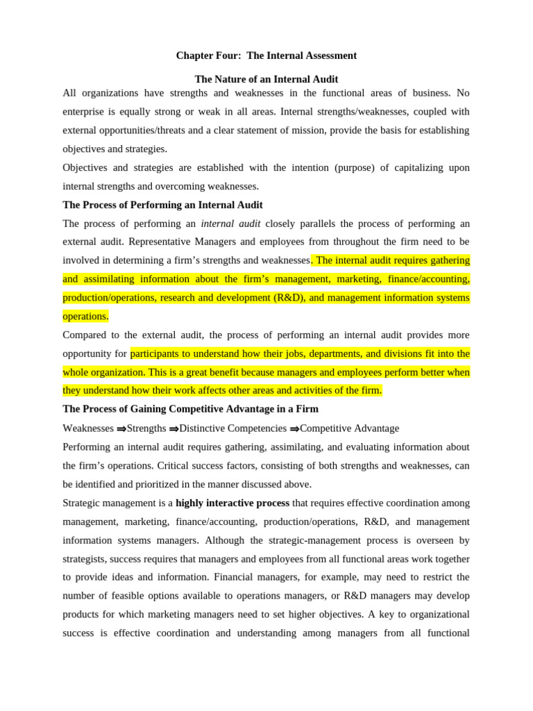 Internal Audit for Competitive Advantage | PDF | Swot Analysis ...
