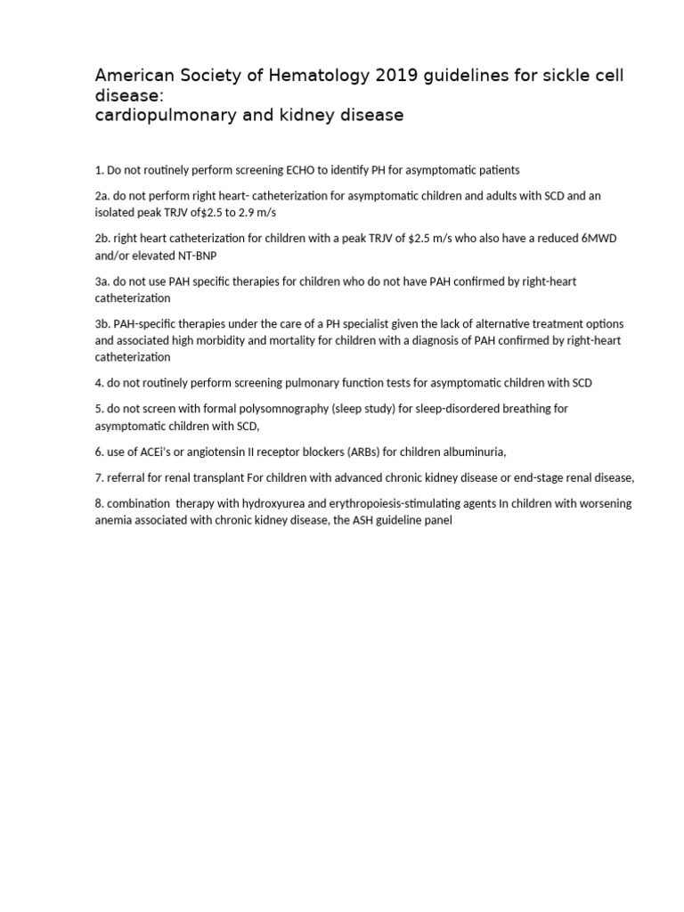 American Society of Hematology 2019 Guidelines For Sickle Cell Disease ...