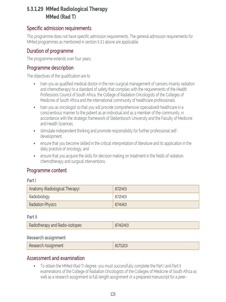 MMed Radiological Therapy Overview | PDF | Radiation Therapy | Health Care