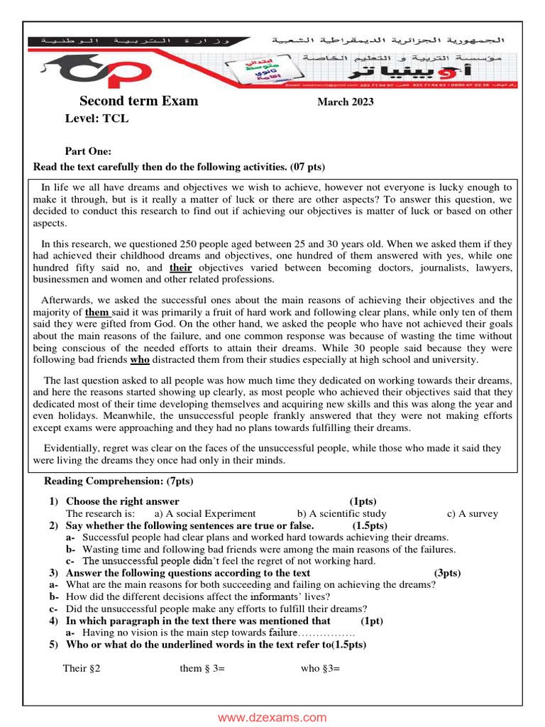 Dzexams 1as Anglais 149054 | PDF | English Language | Verb