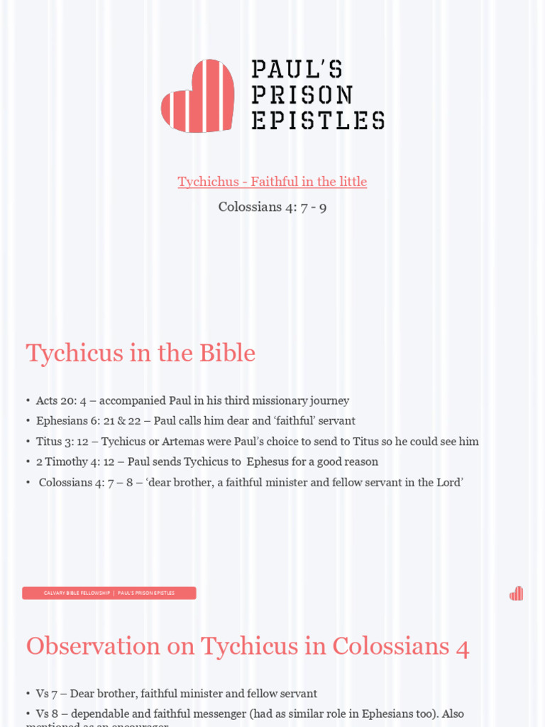 Tychicus: A Model of Faithfulness | PDF | Paul The Apostle | Epistle To ...