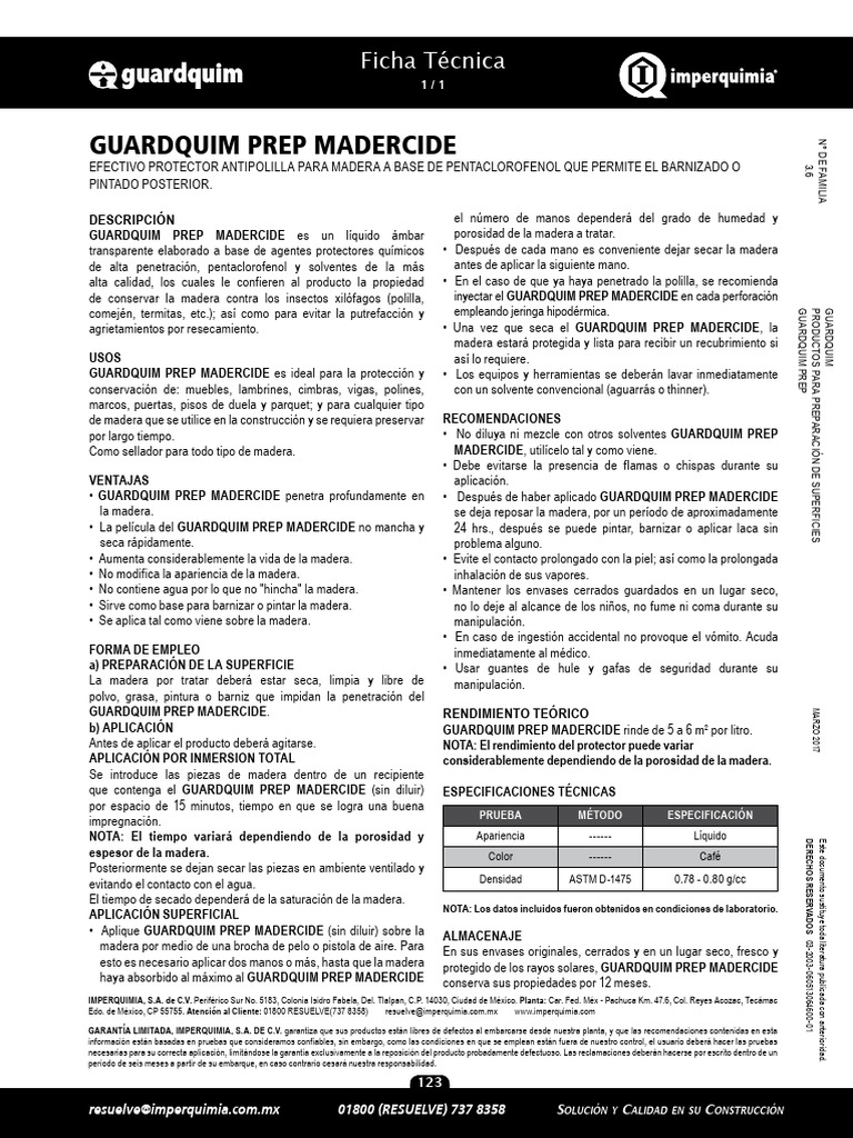Protector Antipolilla para Madera Guardquim | PDF | Madera
