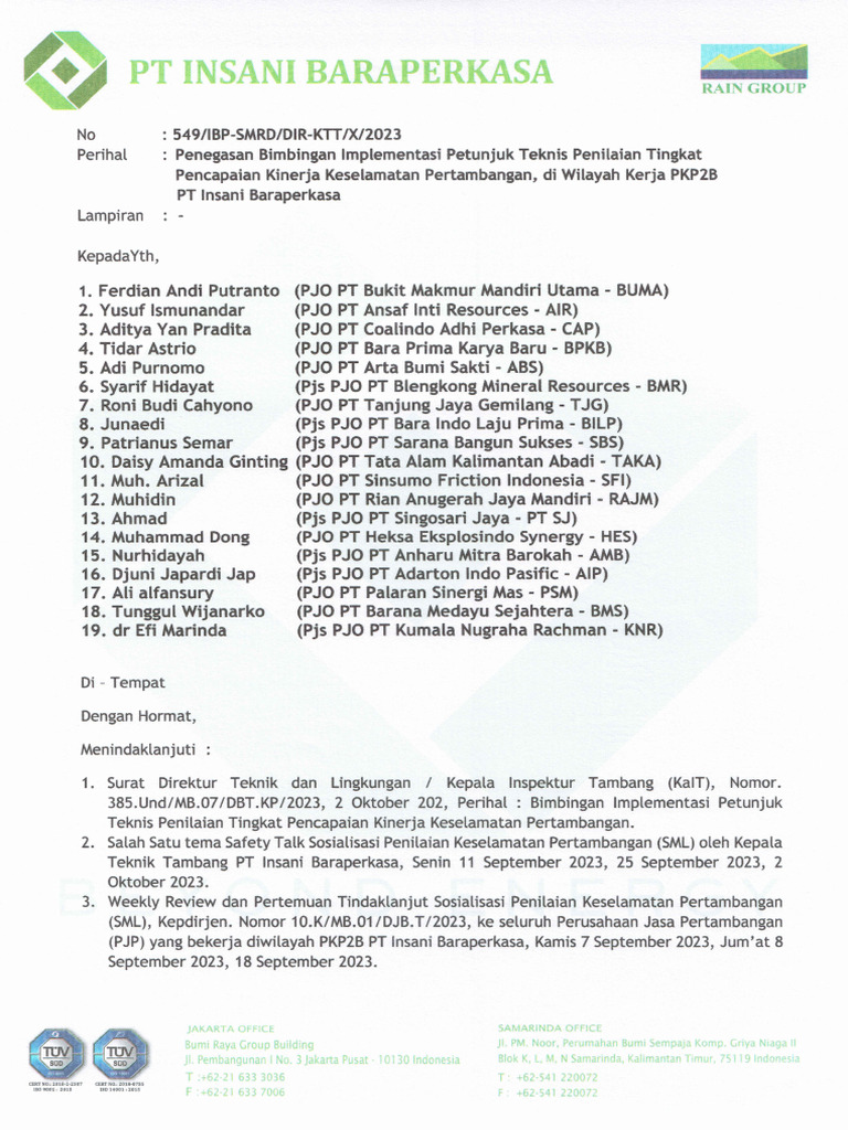 549 Penegasan Bimbingan Implementasi (SML) 03102023 | PDF