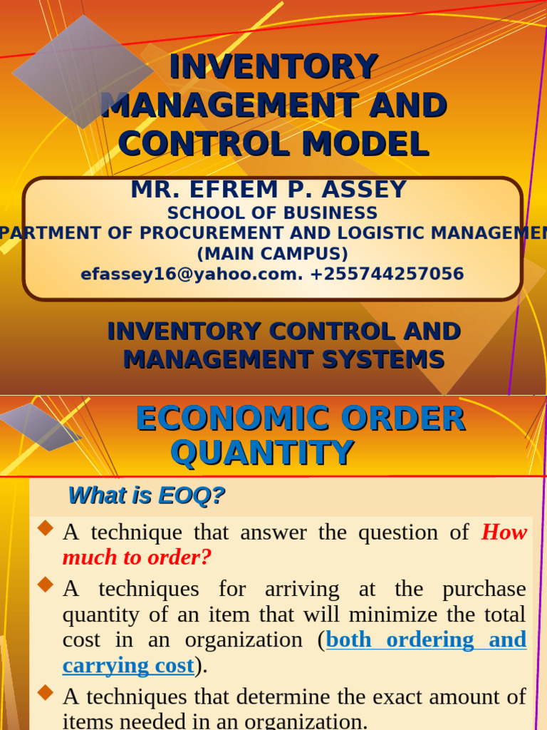 EOQ Model | PDF | Demand | Production And Manufacturing