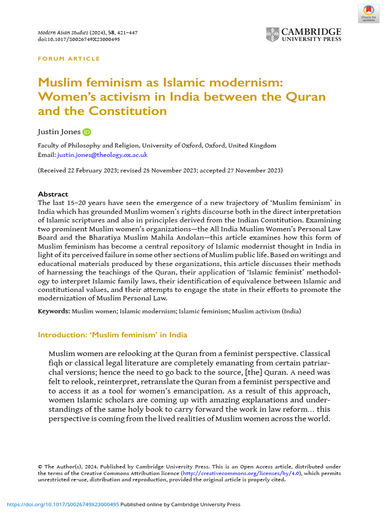 J Jones - Muslim-Feminism-As-Islamic-Modernism-Womens-Activism-In-India ...