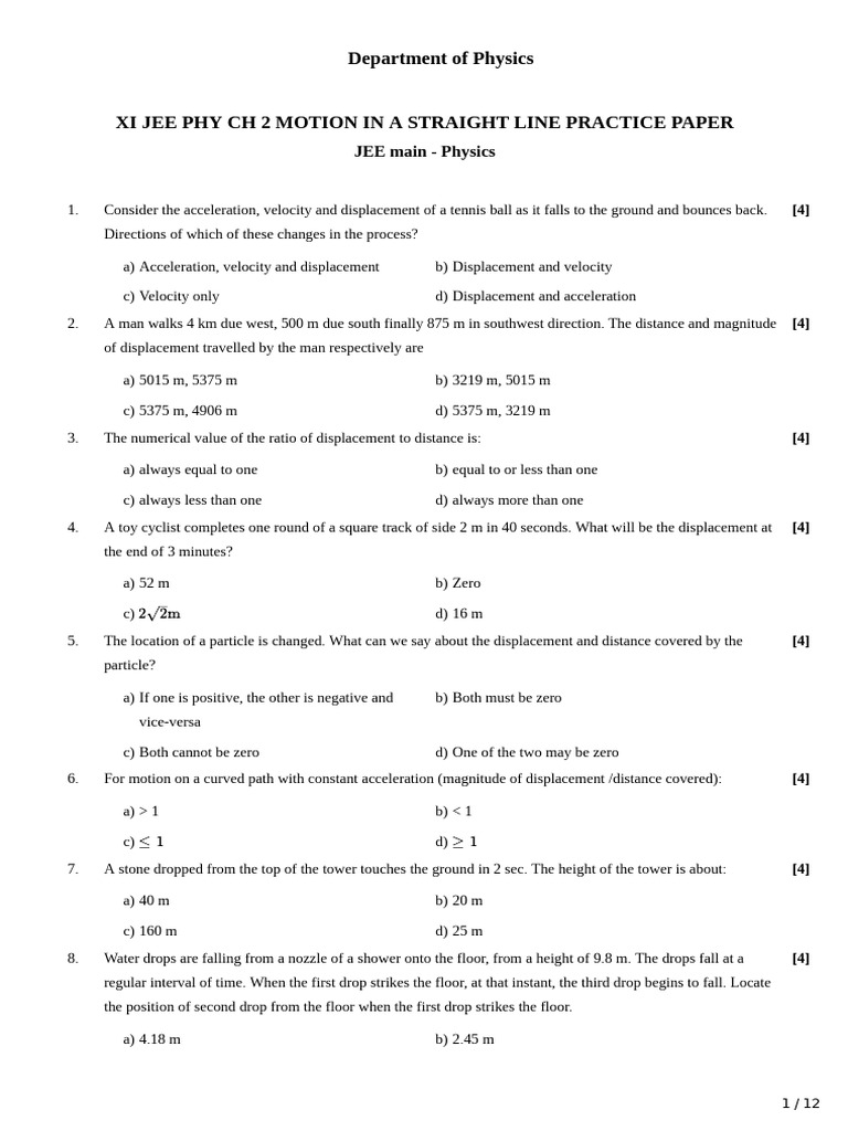 18.6.24 Phy Questions | PDF | Acceleration | Velocity