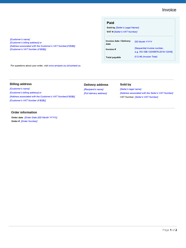 TCS VAT Invoice Template EN v3. V1198675309 | PDF | Invoice | Value Added Tax