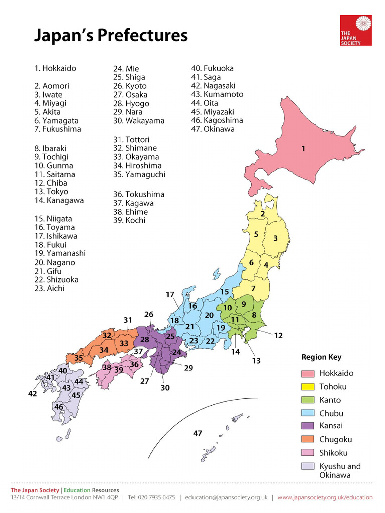 4 Japanese Prefectures Map | PDF