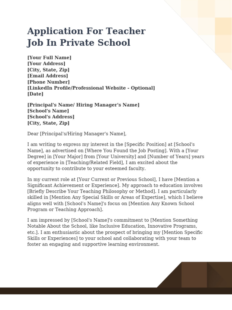 Teacher Job Application Template | PDF | Career & Growth | Business