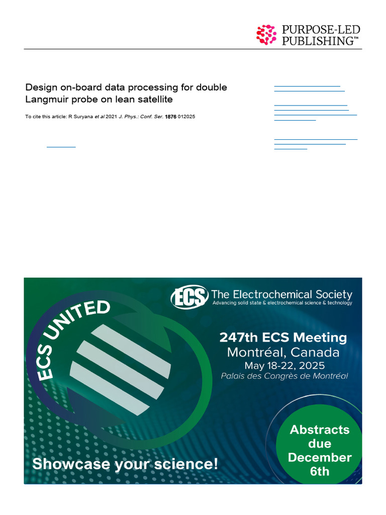 Design On-Board Data Processing For Double Langmuir Probe On Lean ...