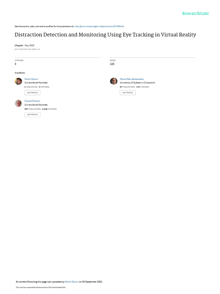 Distraction Detectionand Monitoring Using Eye Trackingin Virtual ...