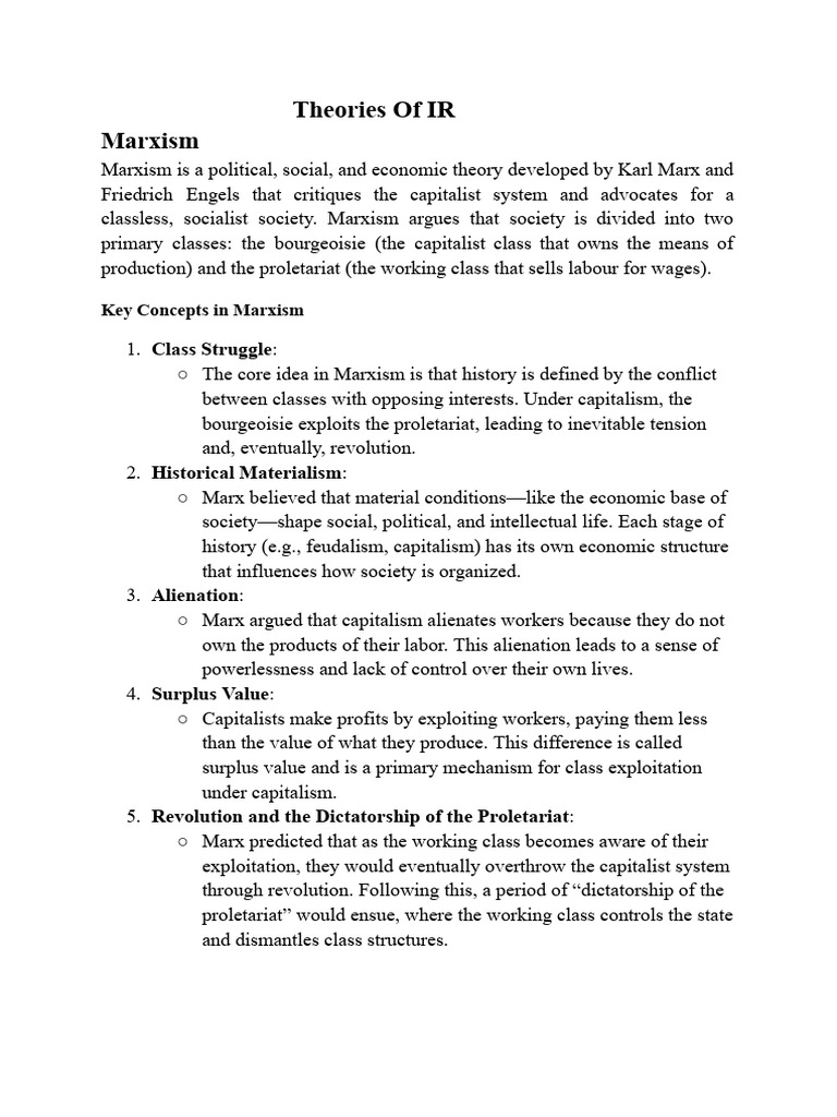 Theories Of IR | PDF | Marxism | Communism