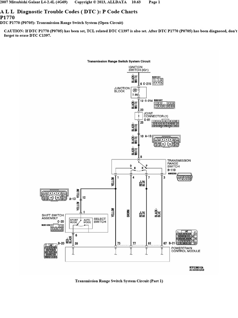 P1770 Range Swith Galant | PDF | Switch | Electrical Connector