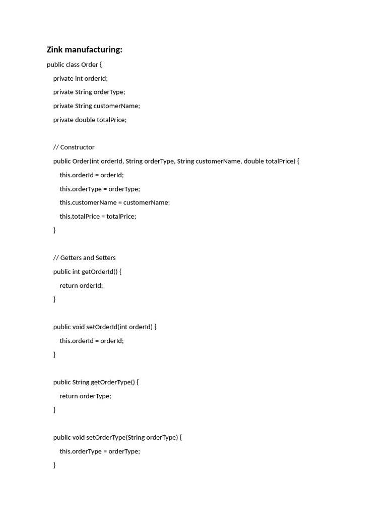 Zink Manufacturing | PDF | Constructor (Object Oriented Programming ...
