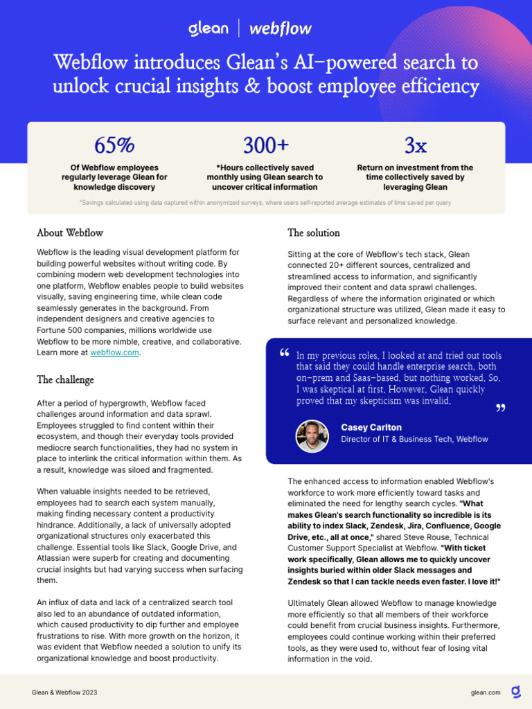 Webflow x Glean | PDF | Information | Data