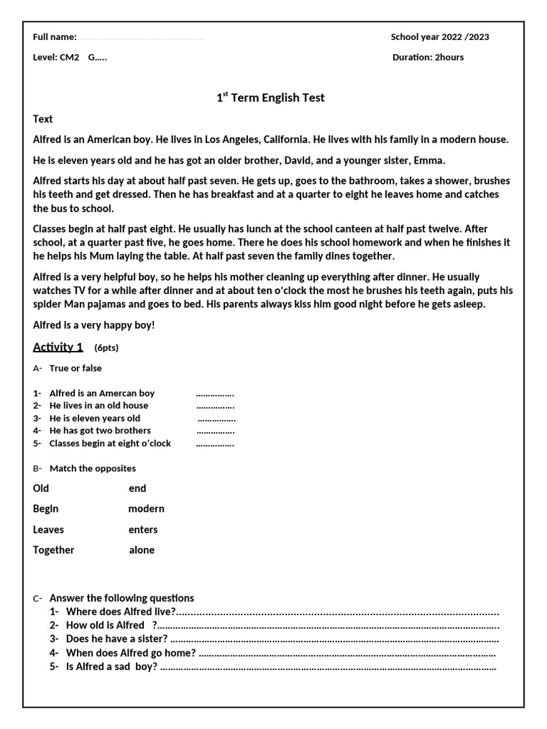 5AP 1 ST Test 2023 Revisited | PDF | Home & Garden