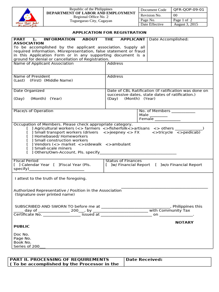 QFR QOP 09 01 Application Form WA | PDF | Business | Law