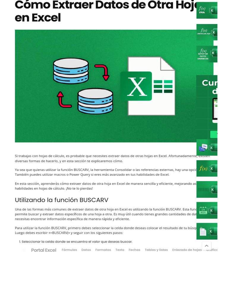 Cómo Extraer Datos de Otra Hoja en Excel - Portal Excel | PDF | Microsoft Excel | Hoja de cálculo