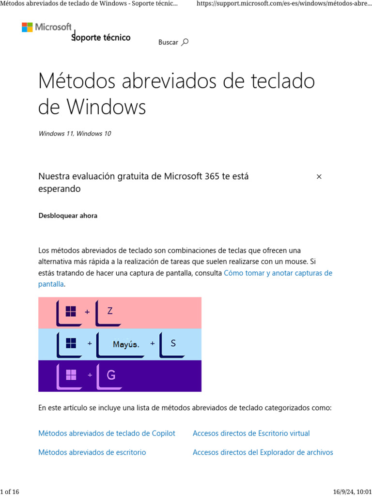 atajos teclado | PDF | Ventana (informática) | Microsoft
