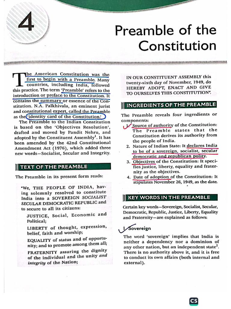 Preamble Chapter From Laxmikanth | PDF