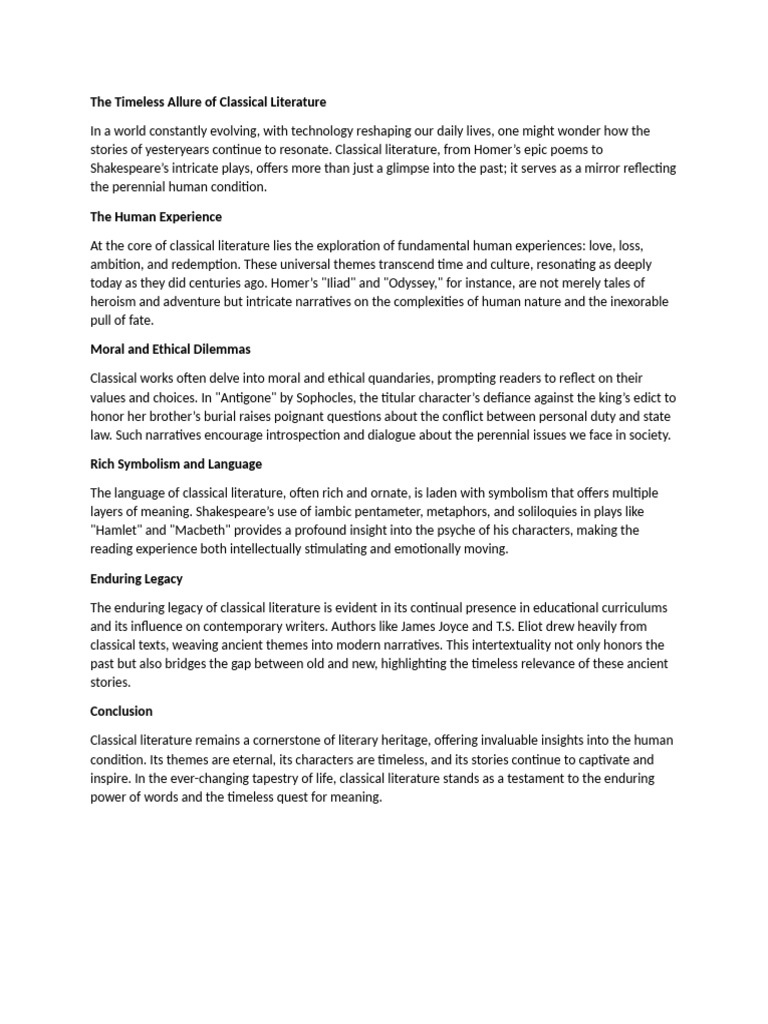 Timeless Themes in Classical Literature | PDF | Classics | Narrative