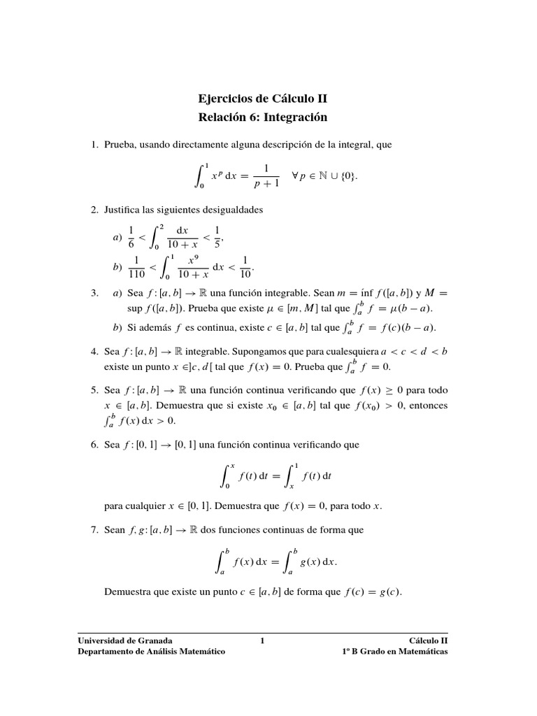 Problemas de Integración en Cálculo II | PDF | Integral | Objetos ...
