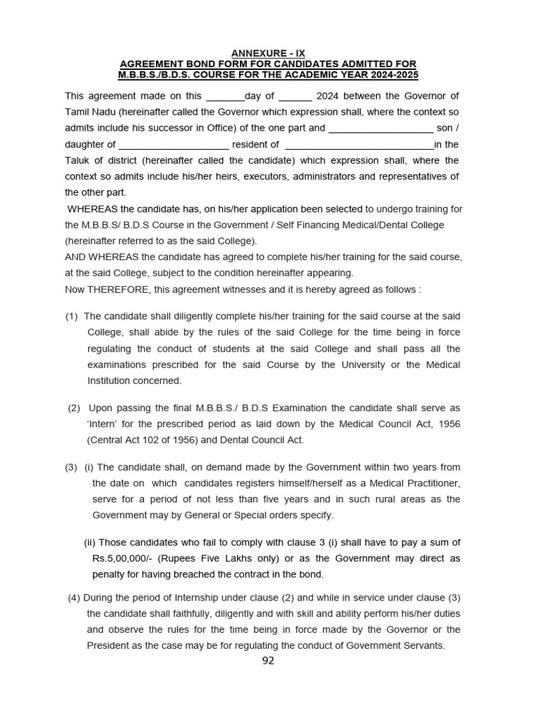 BOND MBBS Admission 2024 | PDF | Dental Degree | Surety