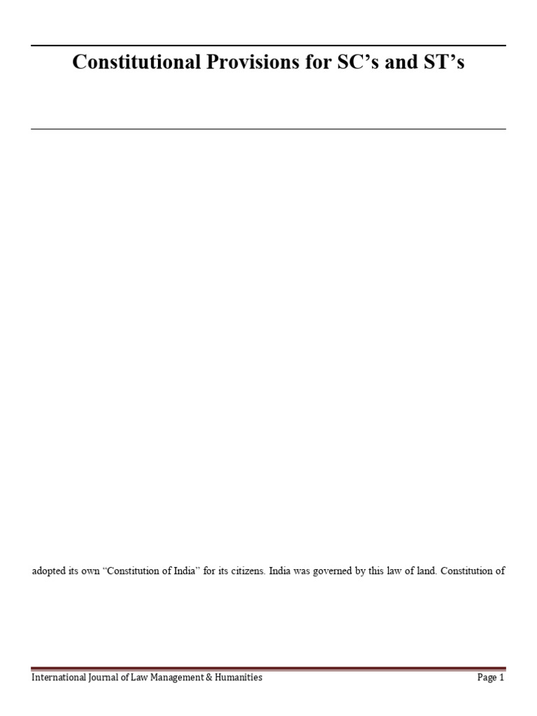 Constitutional Provisions For SCs and STs | PDF | Justice | Crime & Violence