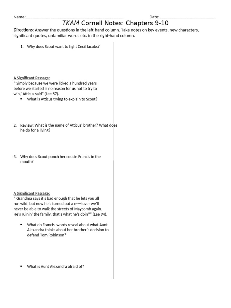Cornell Notes Chap 9-10 | PDF