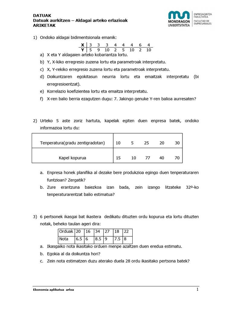 2 - Erregresioko Ariketak | PDF