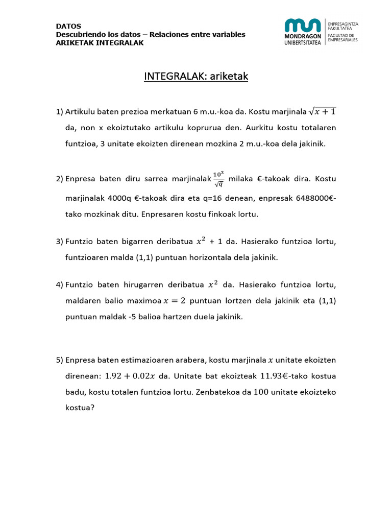 Integralak Problemak | PDF