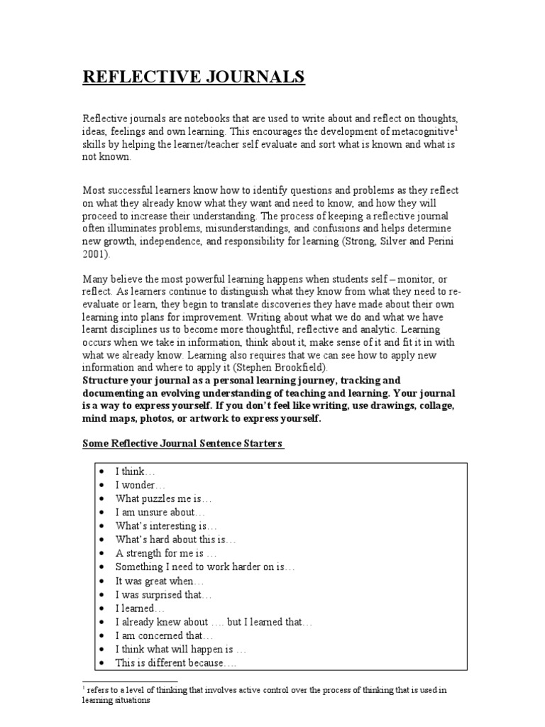 Reflective Journals | PDF | Thought | Action (Philosophy)