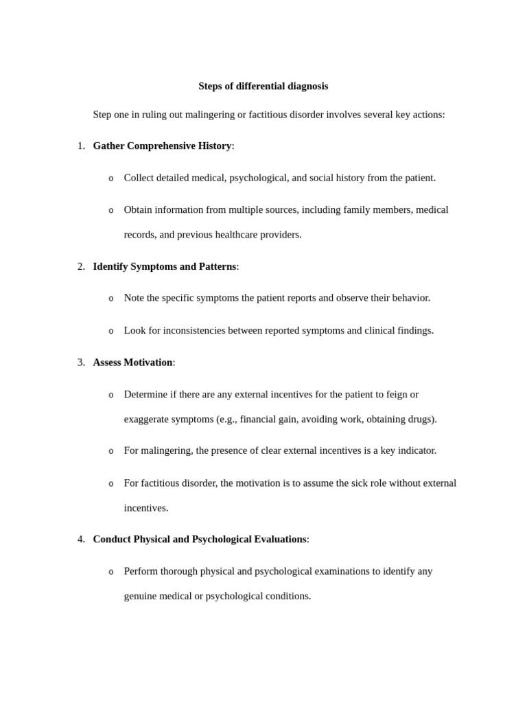 Steps of Differential Diagnosis | PDF | Psychiatry | Neurology