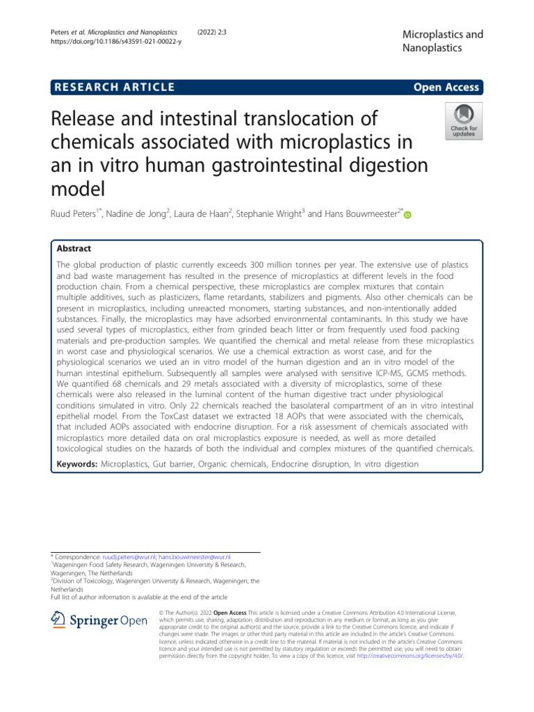 Release and Intestinal Translocation of Chemicals Associated With ...