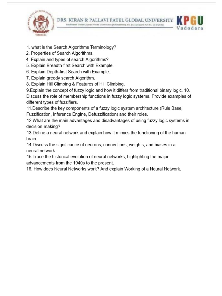 AI Important Questions | PDF