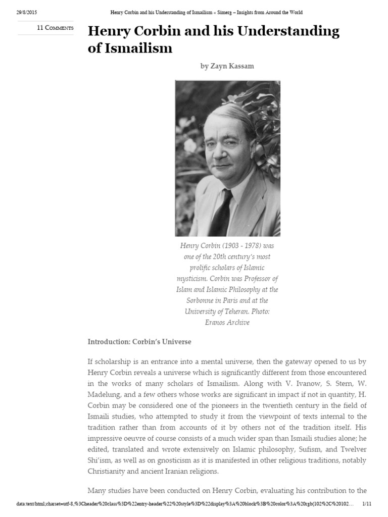 Corbin's Insights on Ismailism | PDF | Isma'ilism | Religious Belief ...