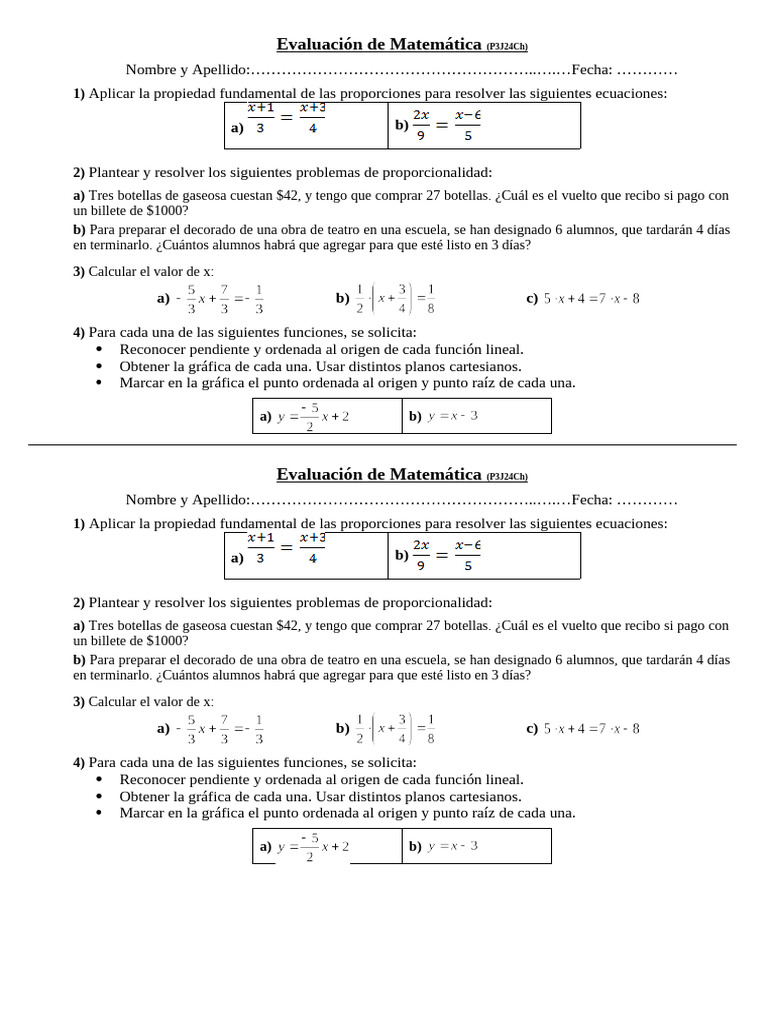 Evaluación Final de Matemática Previas Escuela Medias | PDF