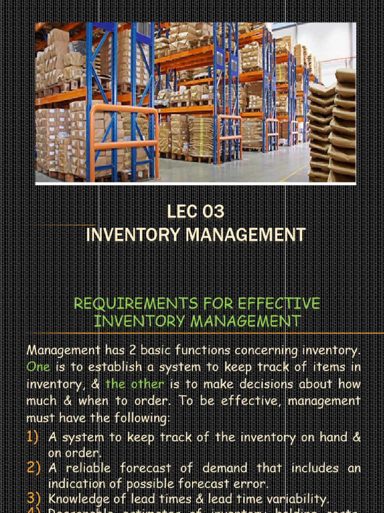 Inventory - Management - Ch1 - Lec3 | PDF | Inventory | Barcode