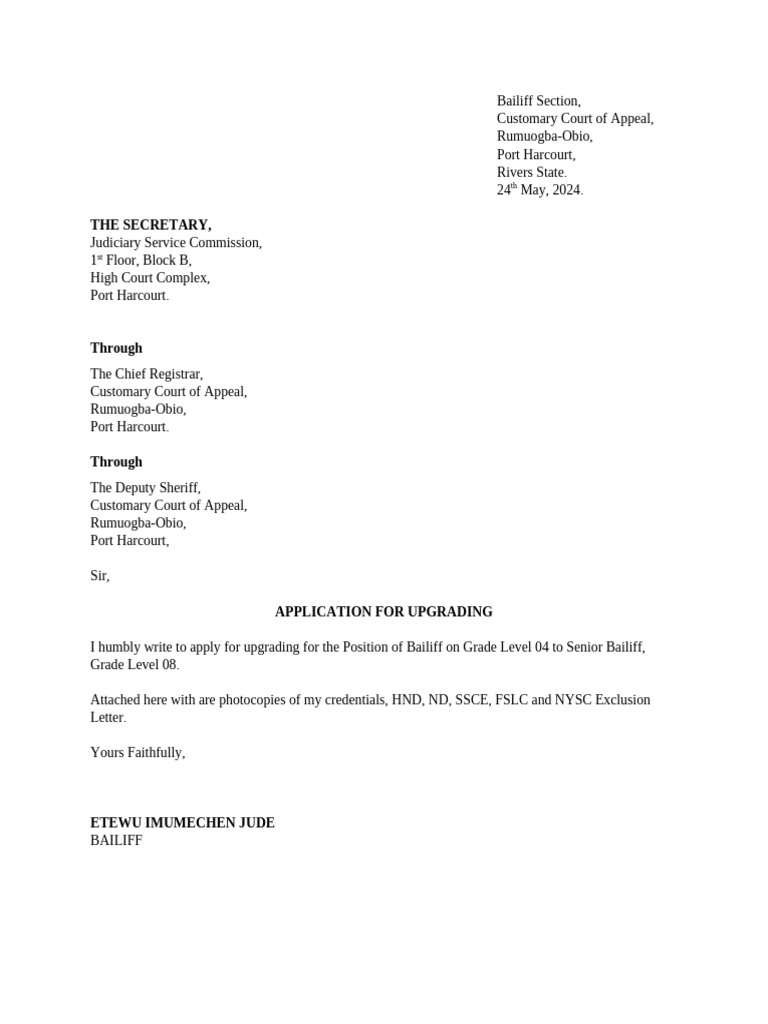 Bailiff Upgrade Application 2024 | PDF