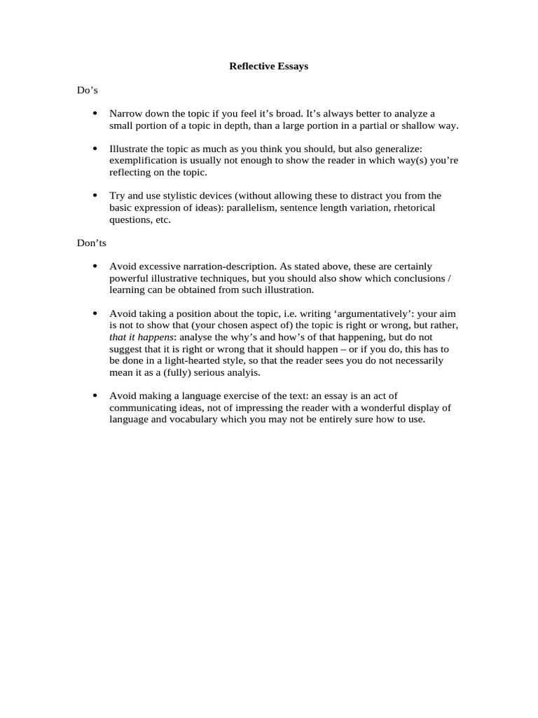 How To Write Reflective Essays - A Few Tips | PDF