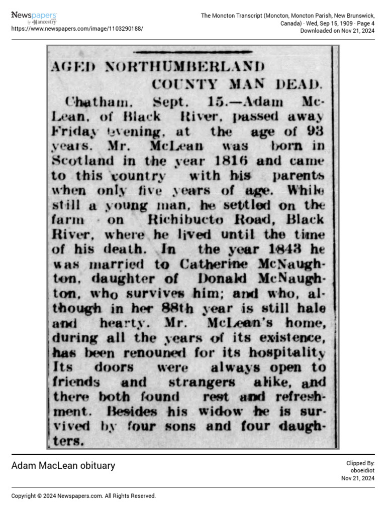 Adam MacLean Obituary | PDF