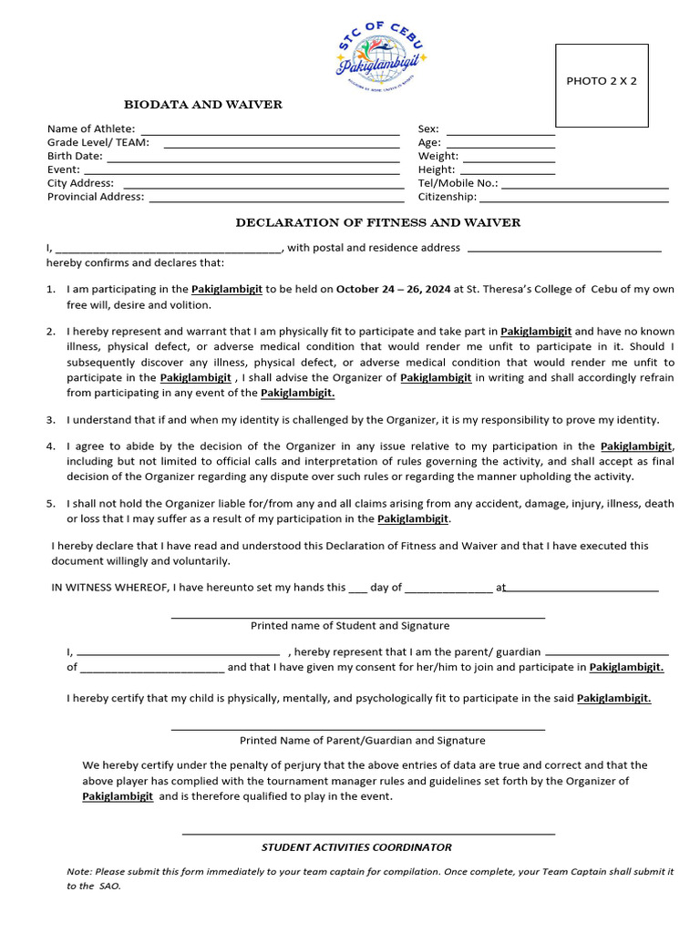 Bio and Waiver Pakiglambigit 2024-2025 | PDF | Justice | Crime & Violence