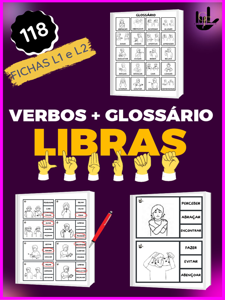 Verbos em Libras 118 Fichas Gloss Rio | PDF