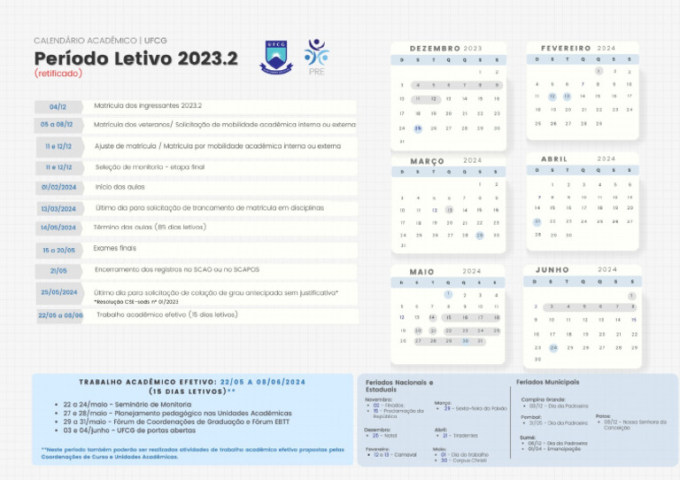 Calendario Periodo 20232 Retificado | PDF
