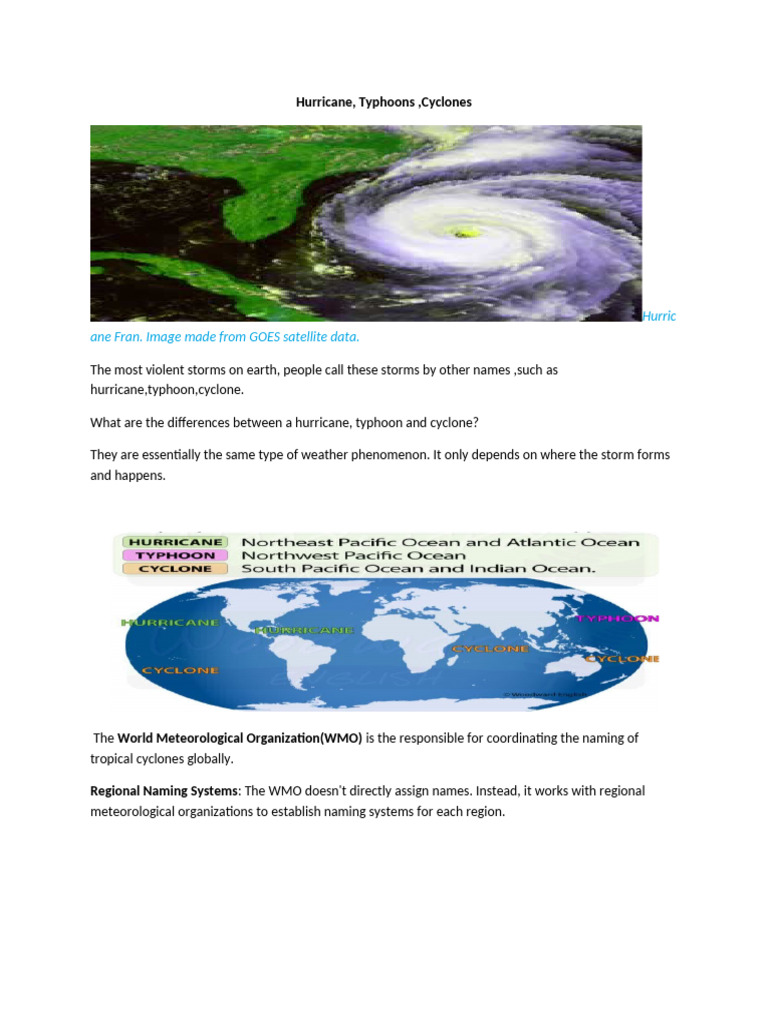 Hirricanetyphoon Cyclone | PDF | Tropical Cyclones | Eye (Cyclone)